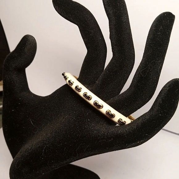 St. John | Jewelry | Vintage St John Gold Ivory Hinged Bangle Bracelet ...